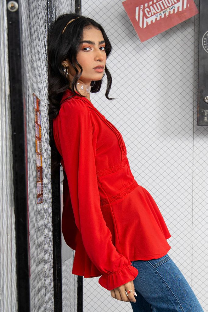 Red Embroidered Frock Style Top – Taanka
